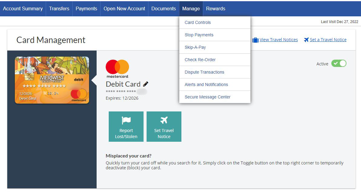 Card Management | Meriwest Credit Union
