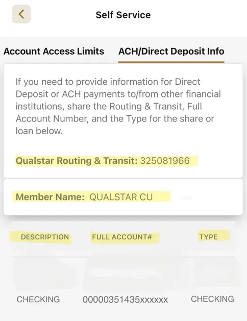 CSAC Direct Deposit Info. | Qualstar Credit Union