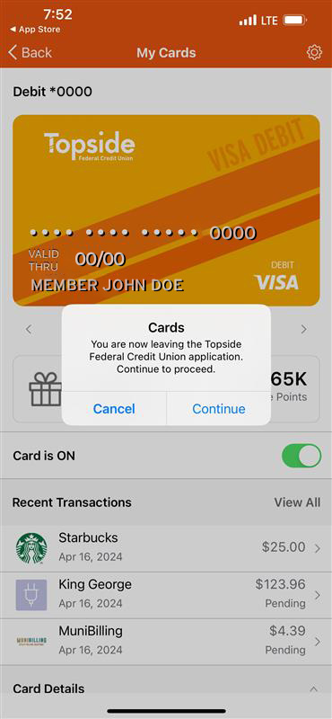 My Cards | Topside Federal Credit Union